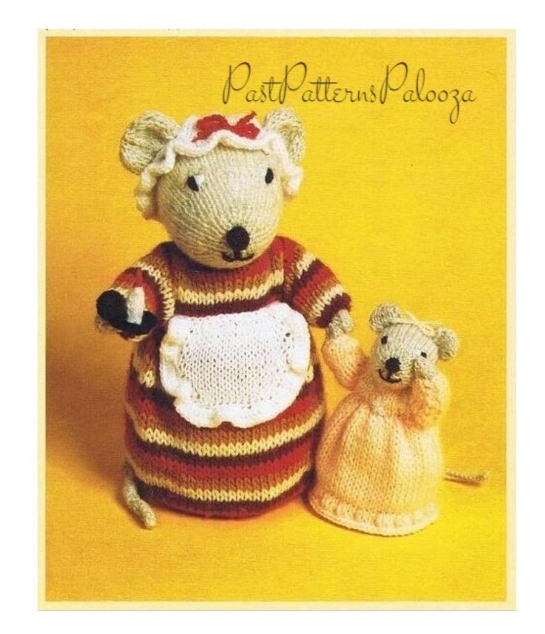 Vintage Knitting Pattern Cute Bedtime Mice Soft Toy Amigurumi Dolls PDF ...
