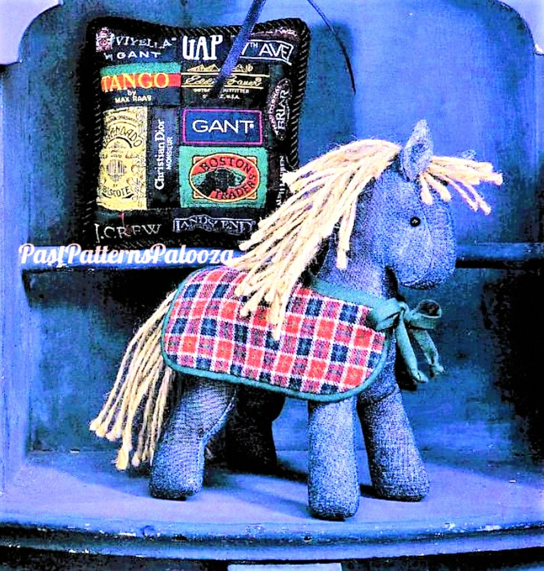Vintage Sewing Pattern 7" Denim Fabric Pony Horse Soft Sculpture Toy ...