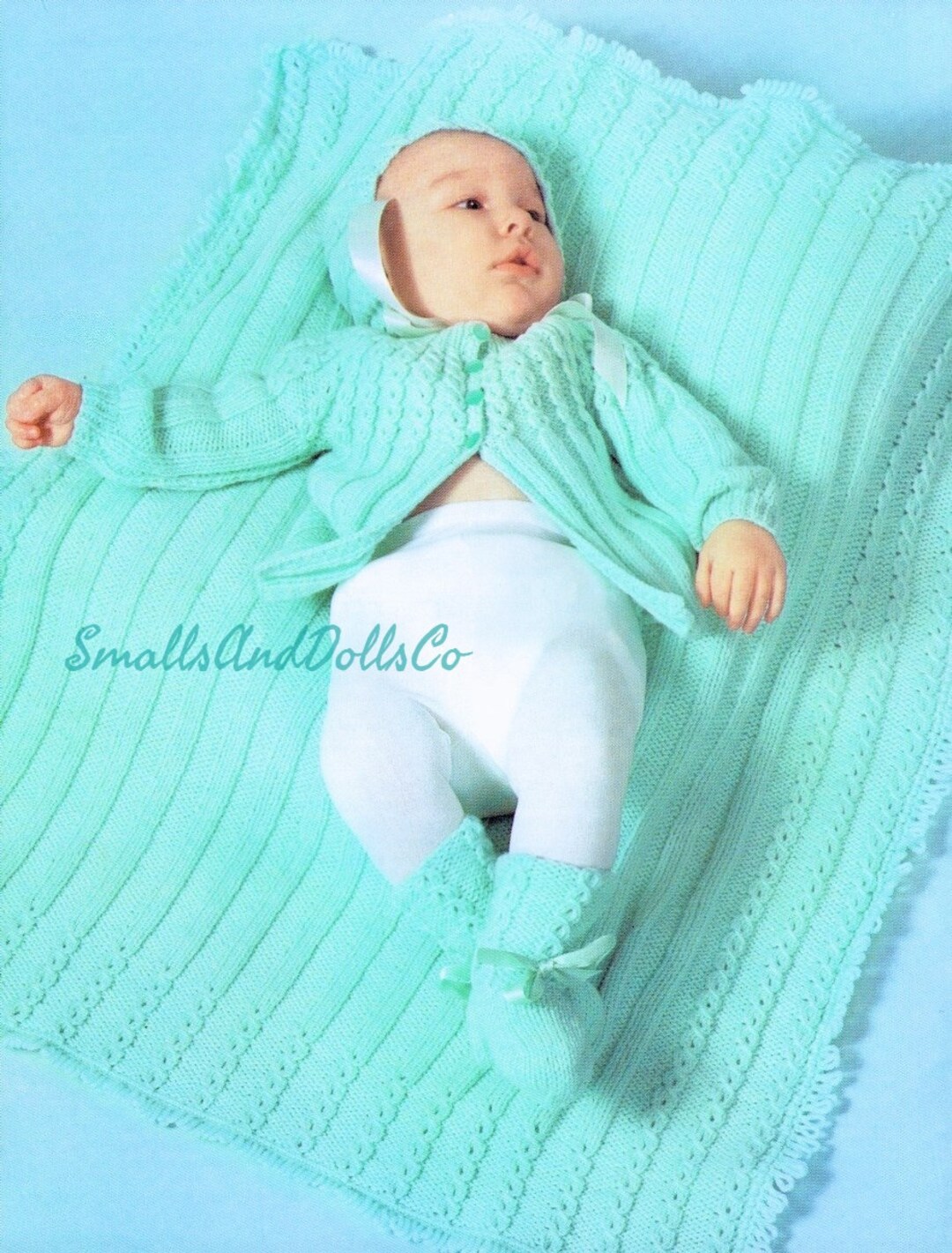 Vintage Knitting Pattern Baby Layette Set 4 Pieces PDF Instant Digital ...
