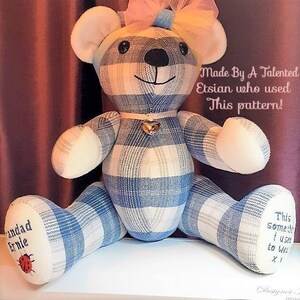 Vintage Sewing Pattern 12" Pastel Patchwork Fabric Teddy Bear PDF ...
