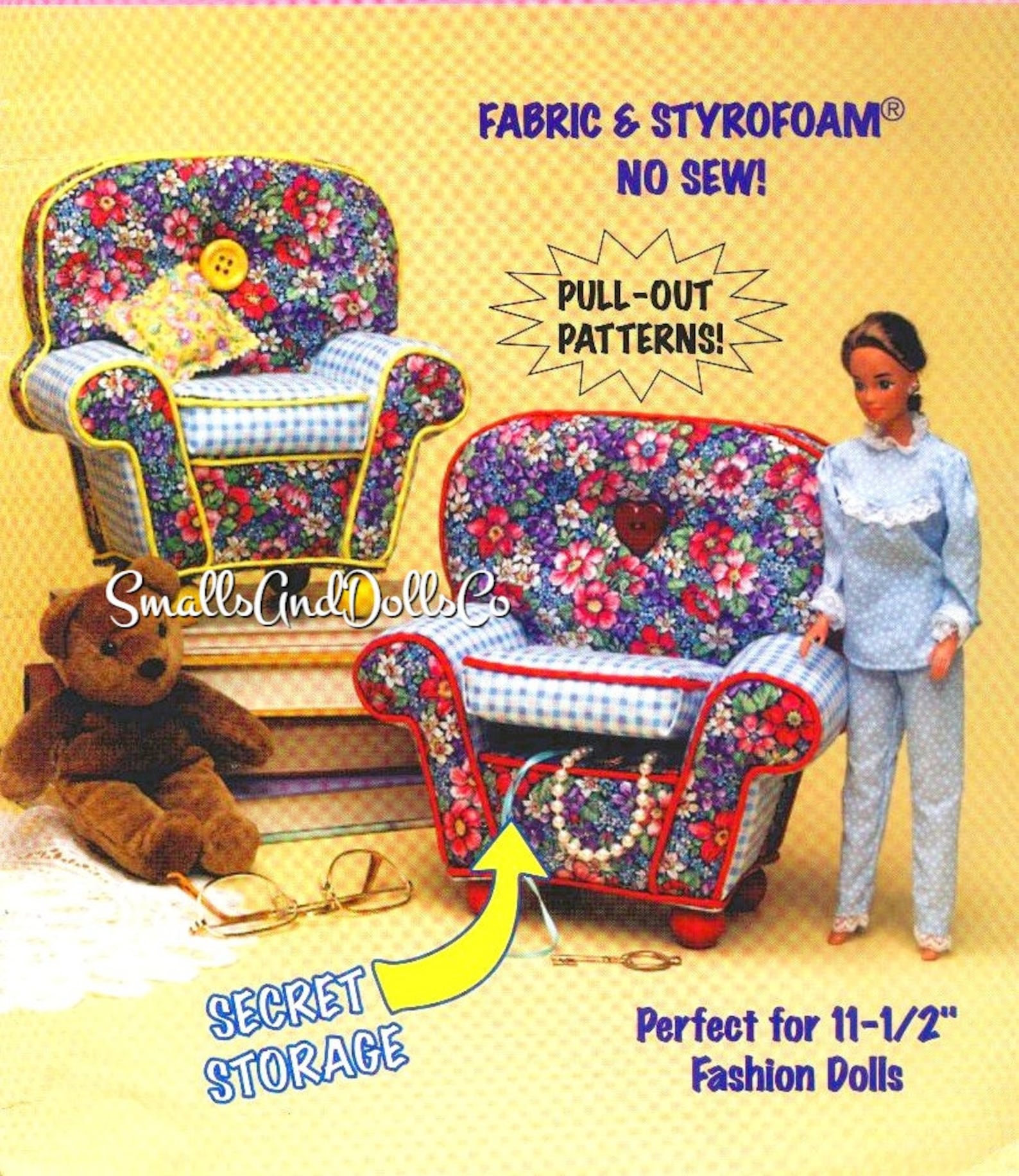 Vintage No Sew Pattern Chairs for 11 Inch Fashion Dolls and 18 Inch ...