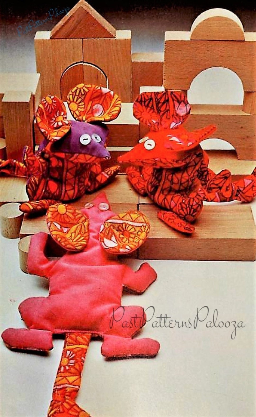 Vintage Sewing Pattern 9" Bean Bag Mouse Fabric Mice Doll Beanies PDF ...