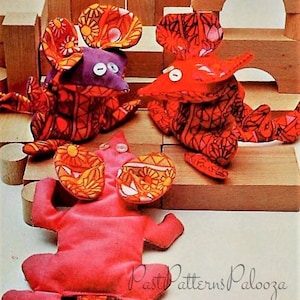 Vintage Sewing Pattern 9" Bean Bag Mouse Fabric Mice Doll Beanies PDF ...