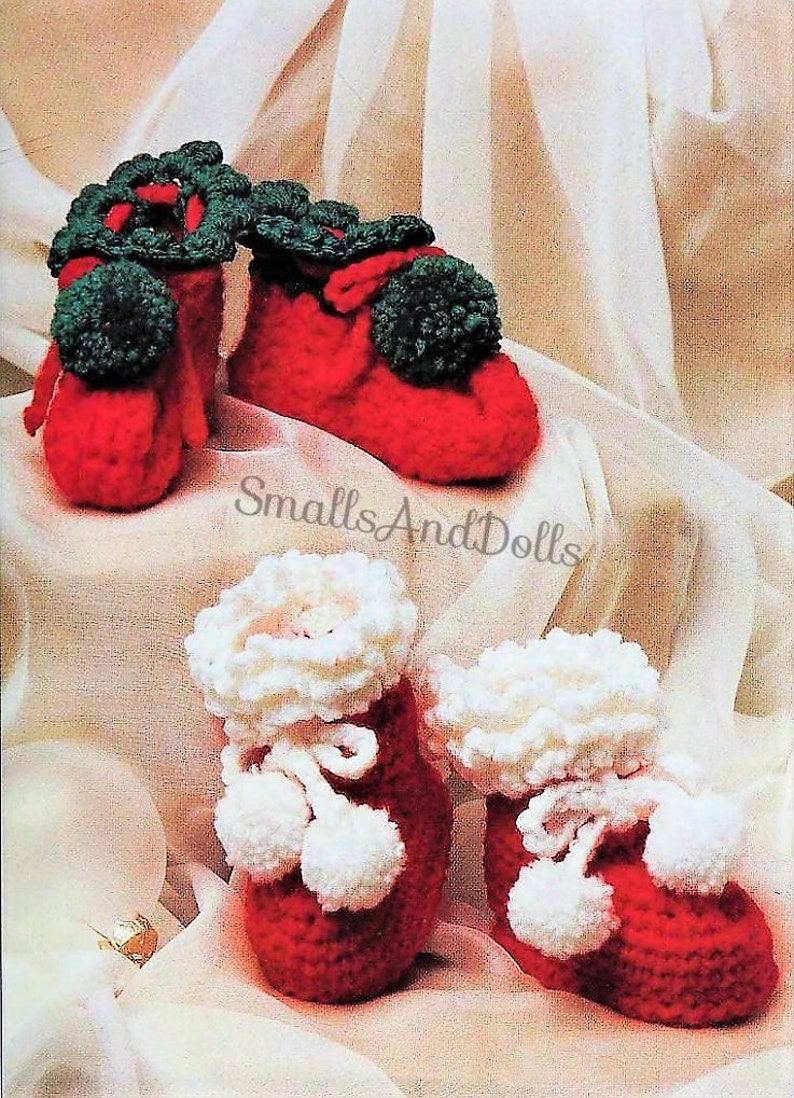 Vintage Crochet Pattern Baby Elf and Santa Booties Holiday - Etsy