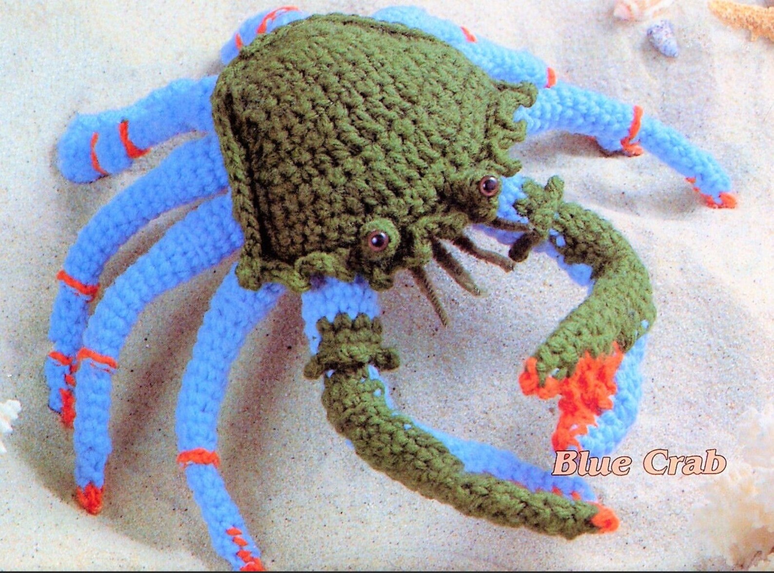 Vintage Crochet Pattern 4" Blue Crab Soft Toy Amigurumi PDF Instant ...