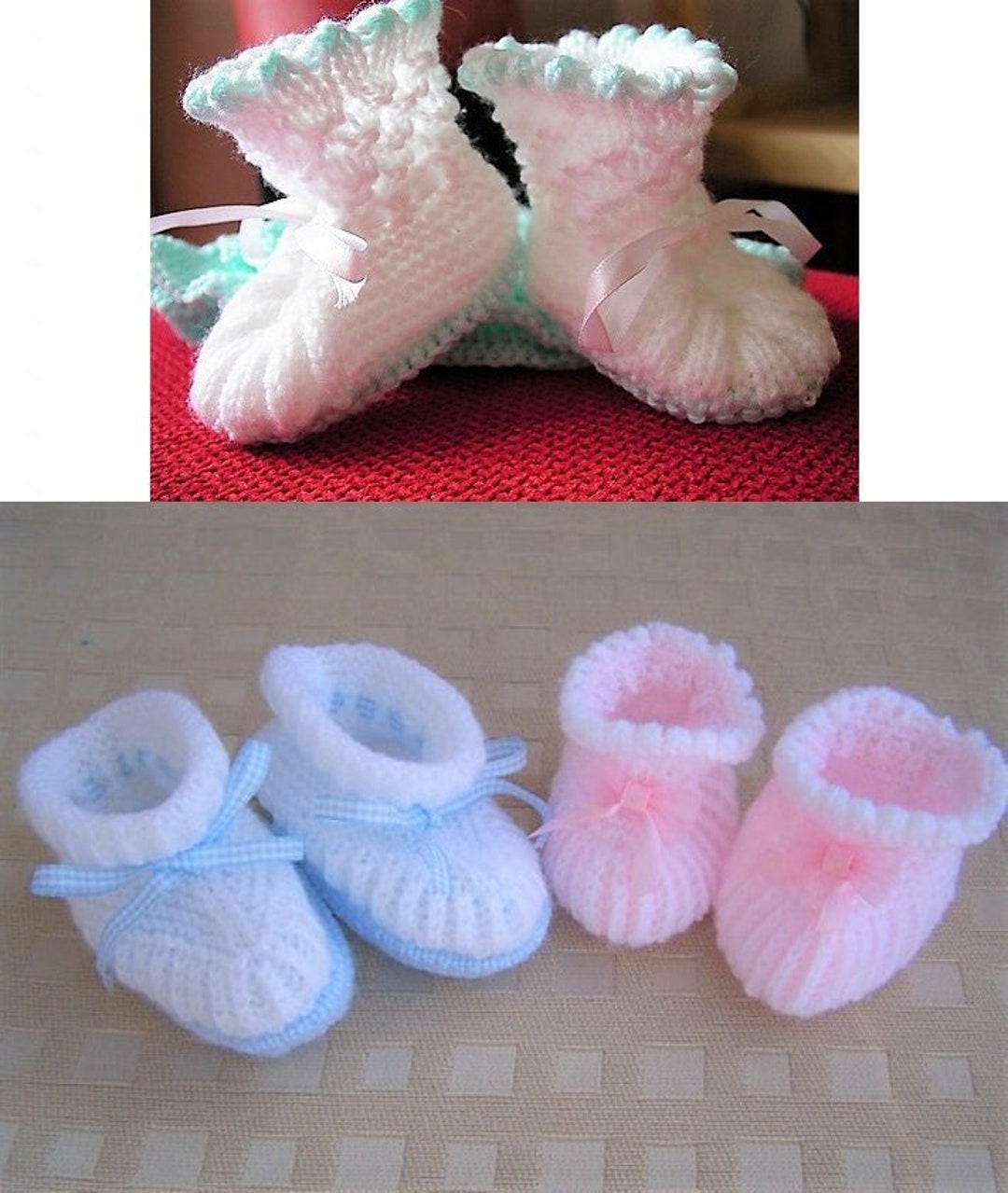 Vintage Knitting Pattern Pretty Baby Booties Slipper Shoes 6 Designs ...