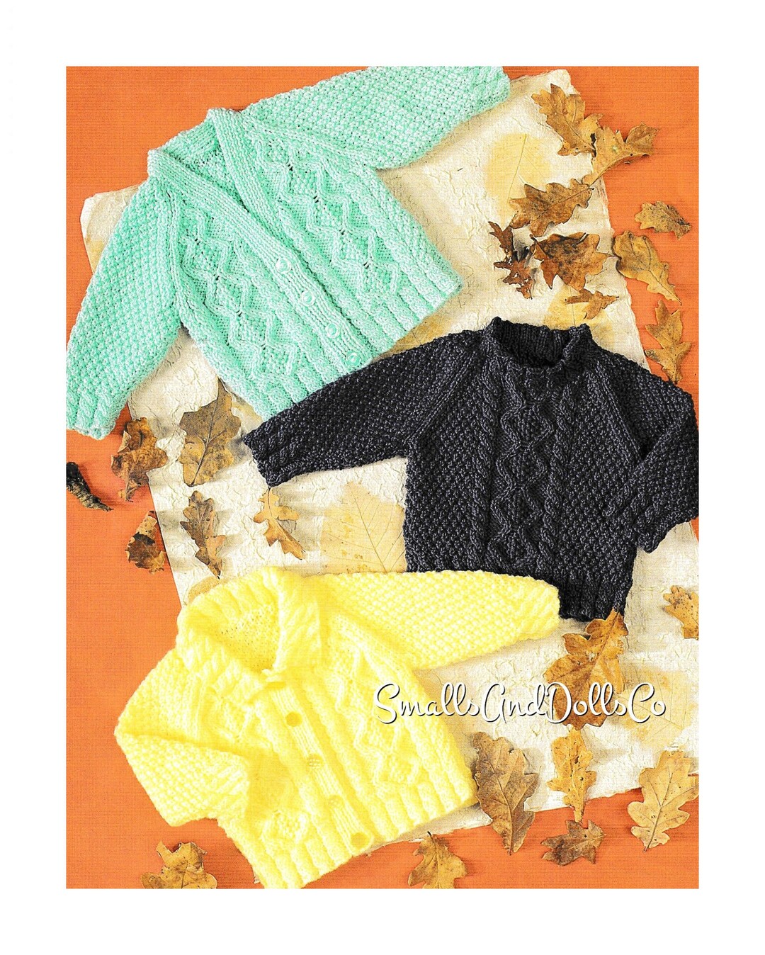 Vintage Knitting Pattern Baby Cabled Cardigan and Pullover Sweaters ...