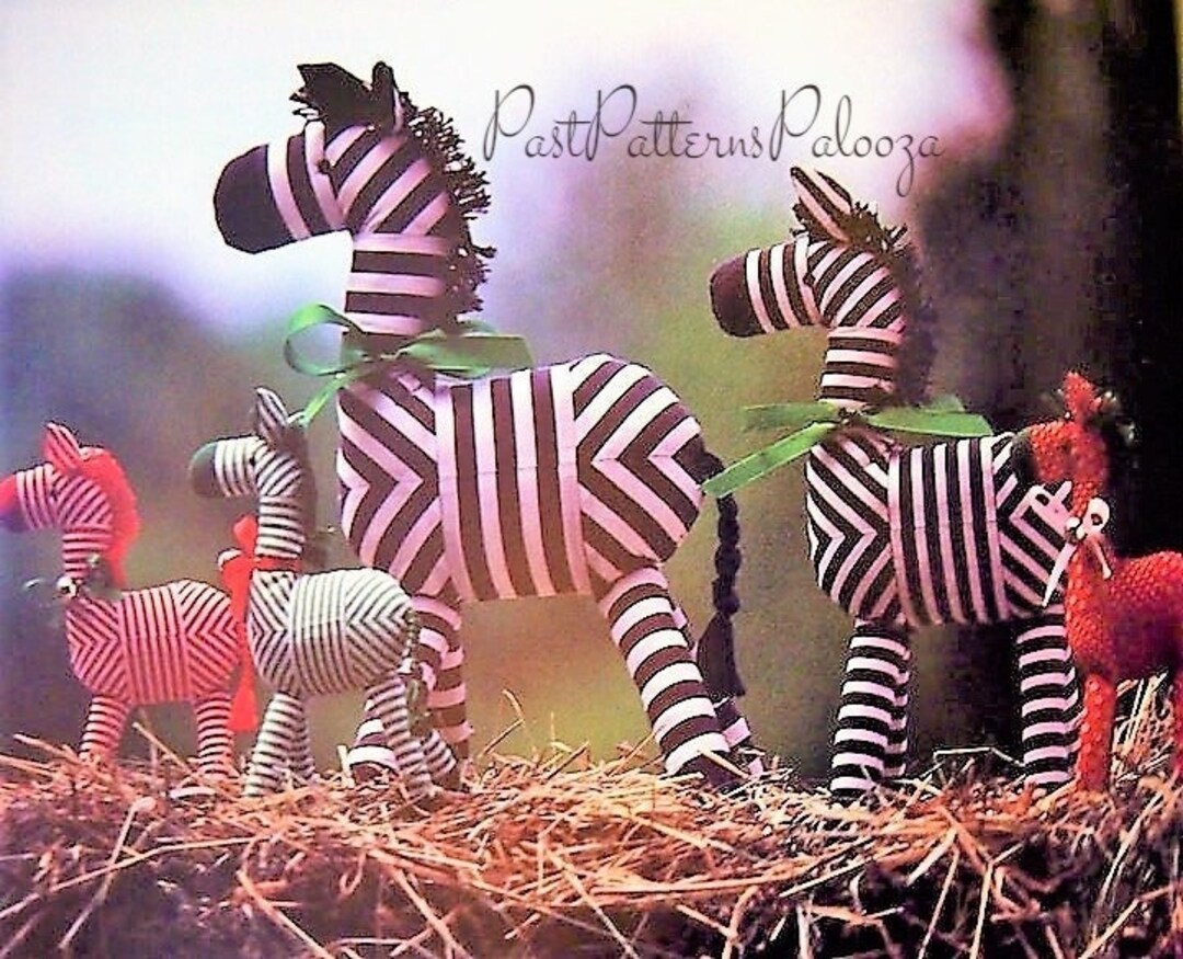 Vintage Sewing Pattern Patchwork Zebra Family Big Small Soft Sculpture ...