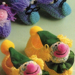Vintage Crochet Patten Childs Kids Bunny and More Slippers Fuzzy ...