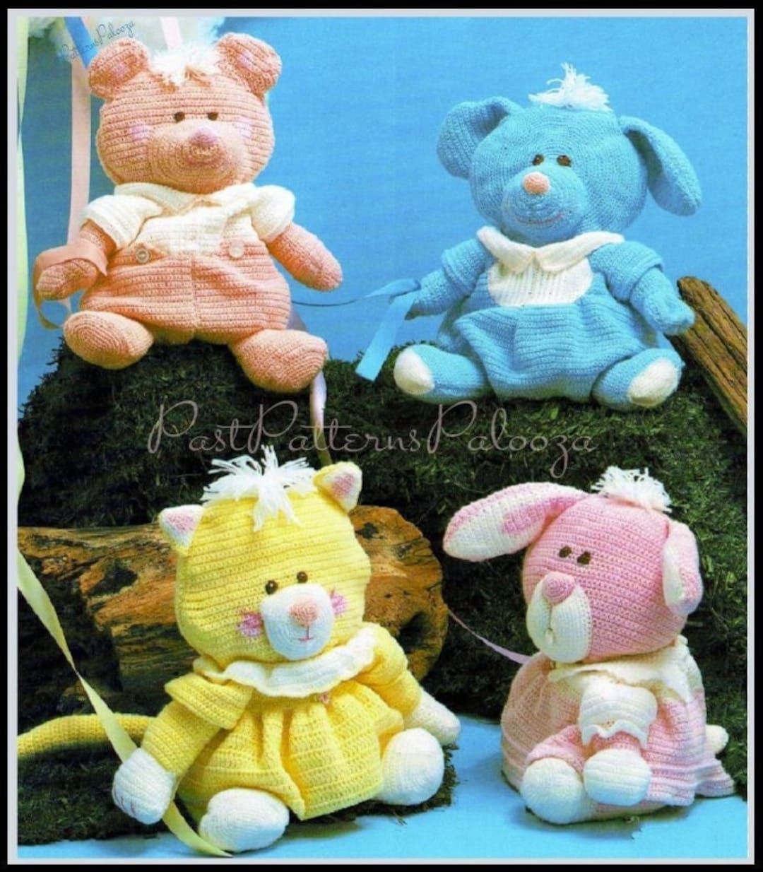 Vintage Crochet Pattern the Puffalumps Bunny Puppy Kitten Bear ...