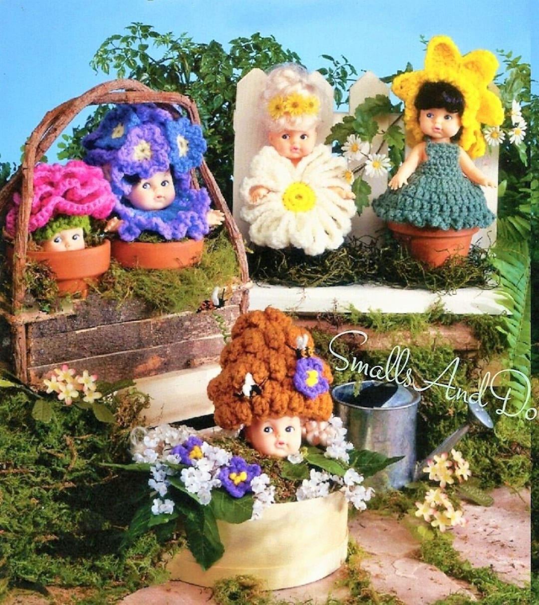 Vintage Flower Children Crochet Patterns Garden Outfits for 6" Cupid ...