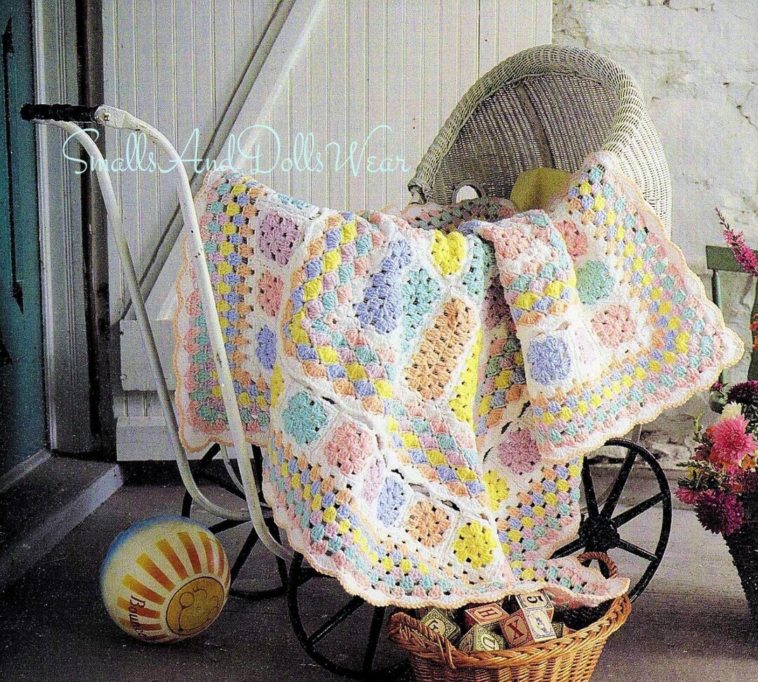 Vintage Crochet Pattern Baby Blocks Crib Afghan Blanket PDF Instant ...