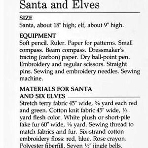 Vintage Christmas Sewing Pattern 18 Plush Santa Reindeer 9 Elves Soft ...