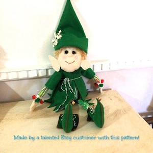 Vintage Sewing Pattern 15" Fabric Soft Sculpture Christmas Elf Doll PDF ...