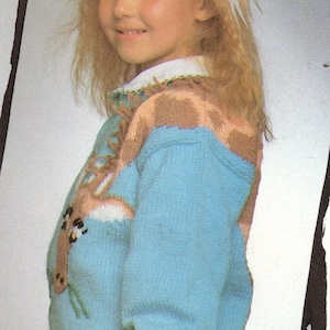 Vintage Knitting Pattern Kids Childs Knit Giraffe Pullover Sweater ...