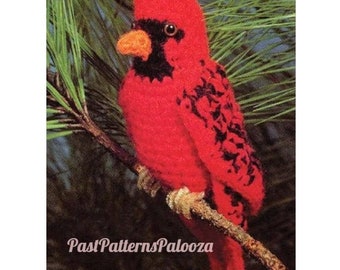 Vintage Crochet Pattern Red Cardinal Amigurumi Stuffed Bird Plush PDF ...