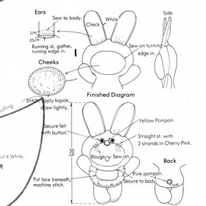 Vintage Sewing Pattern Bunny Rabbit and Tiger Soft Fabric Toy Dolls PDF ...