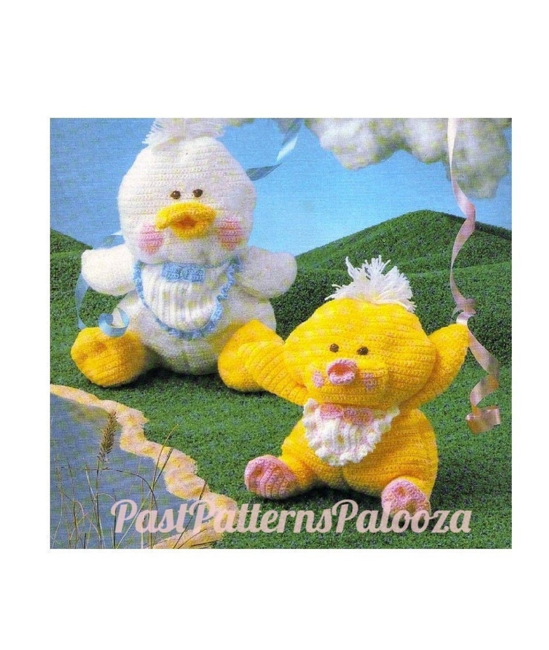 Vintage Crochet Pattern the Puffalumps Mama Duck Baby Duckling Chick ...
