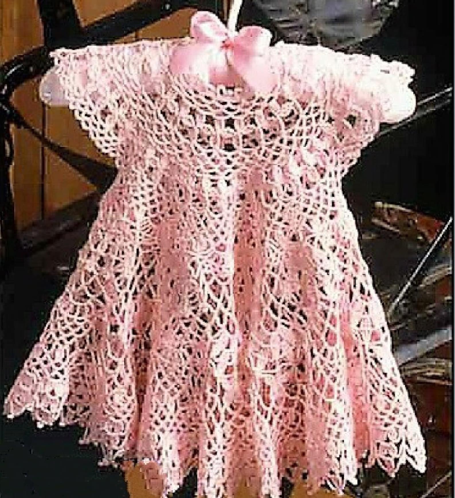 Vintage Crochet Pattern Baby Girl Pretty Frilly Floral Lace Dress PDF ...