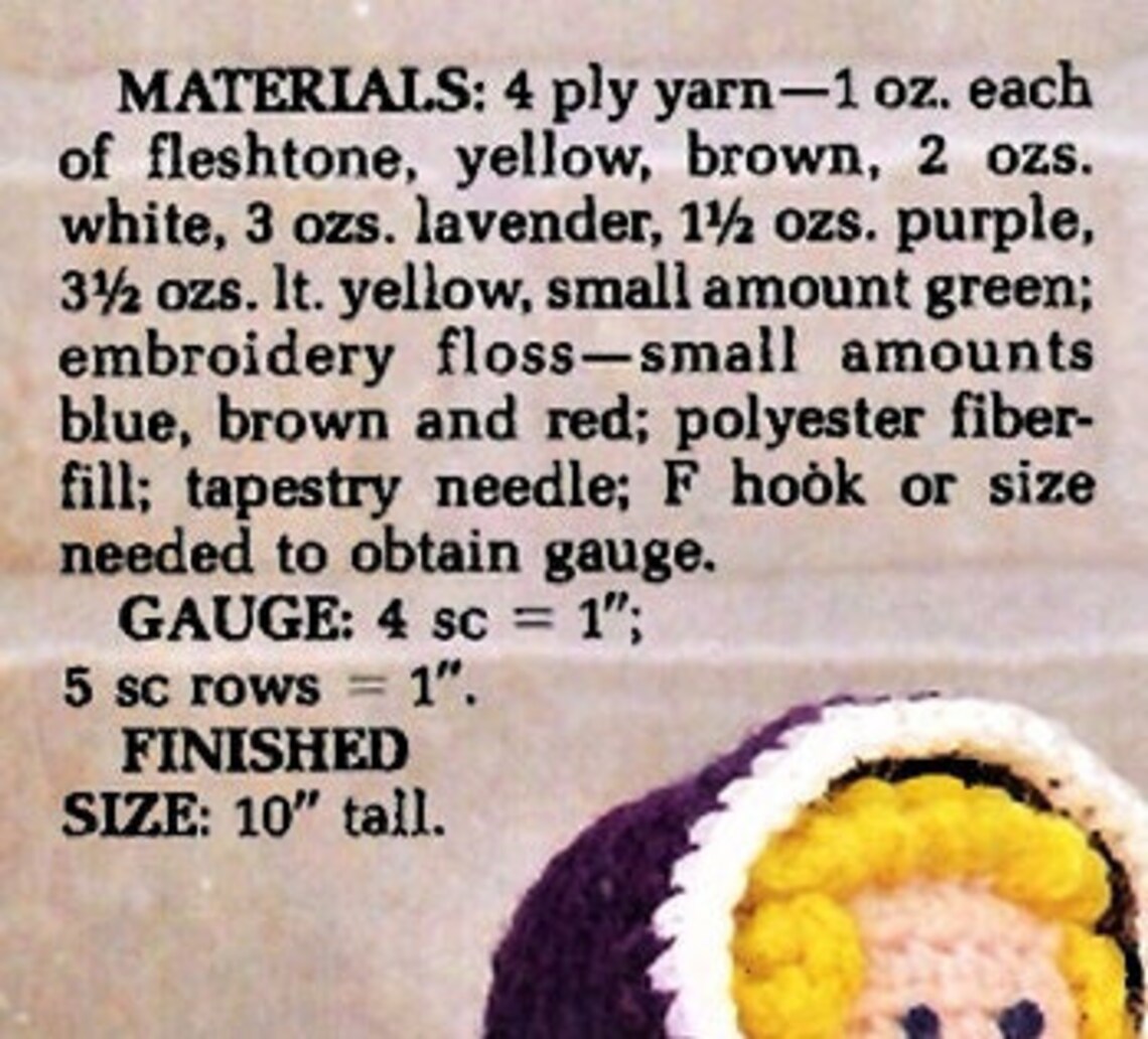 Vintage Crochet Pattern Topsy Turvy Turvey Doll PDF Instant - Etsy