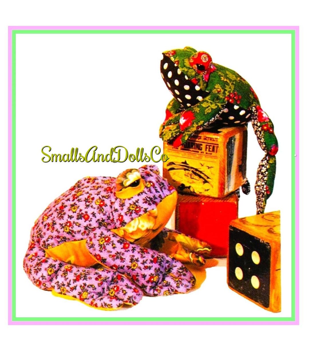 Vintage Sewing Pattern 8" Chintz Fabric Bean Bag Frog Toad Doll PDF ...