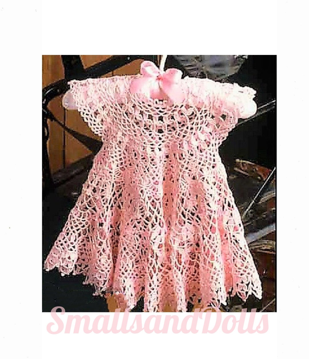 Vintage Crochet Pattern Baby Girl Pretty Frilly Floral Lace Dress PDF ...