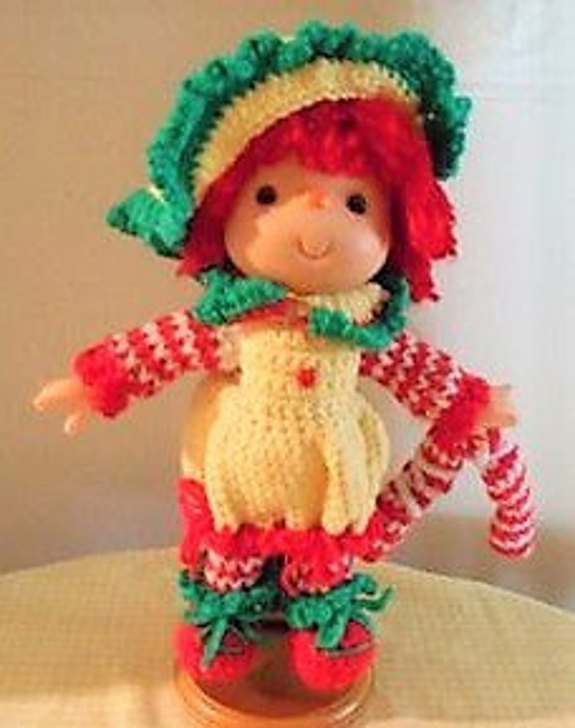Vintage Crochet Pattern 14" Lollipop Lane Peppermint Stick Yarn Head ...