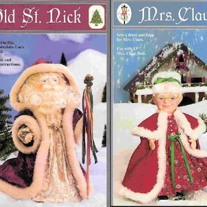 Vintage Sewing Patterns 13" Old World Santa Claus Doll & Mrs Claus Doll ...