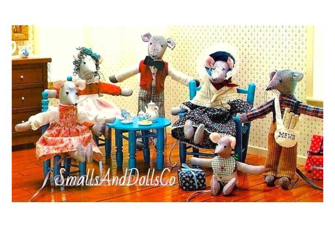 Vintage Sewing Pattern 6-12 Fabric Country Mouse Family Soft Sculpture ...
