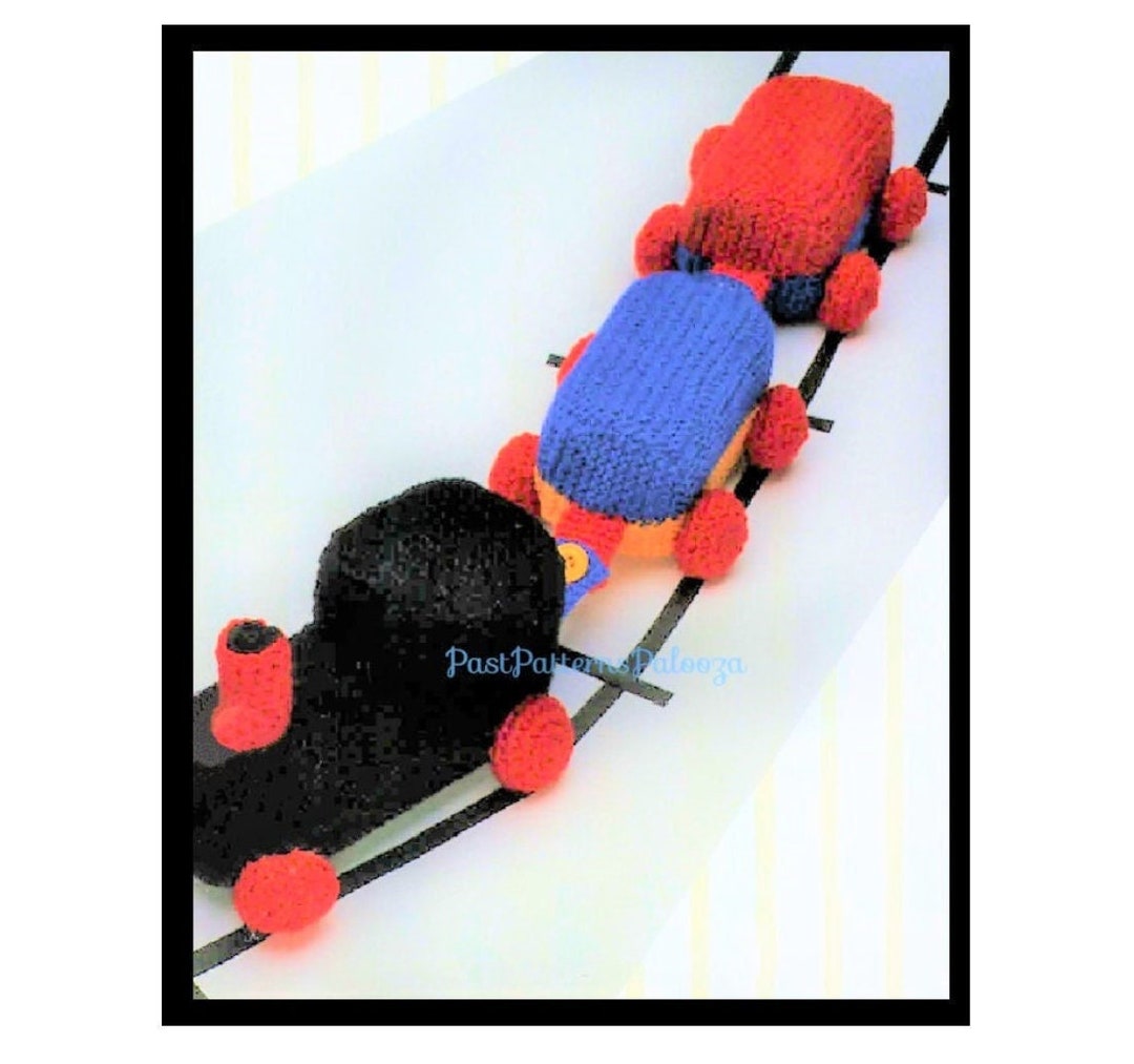 Vintage Knitting Pattern 15" Toy Train Engine & Box Cars Soft Plush ...