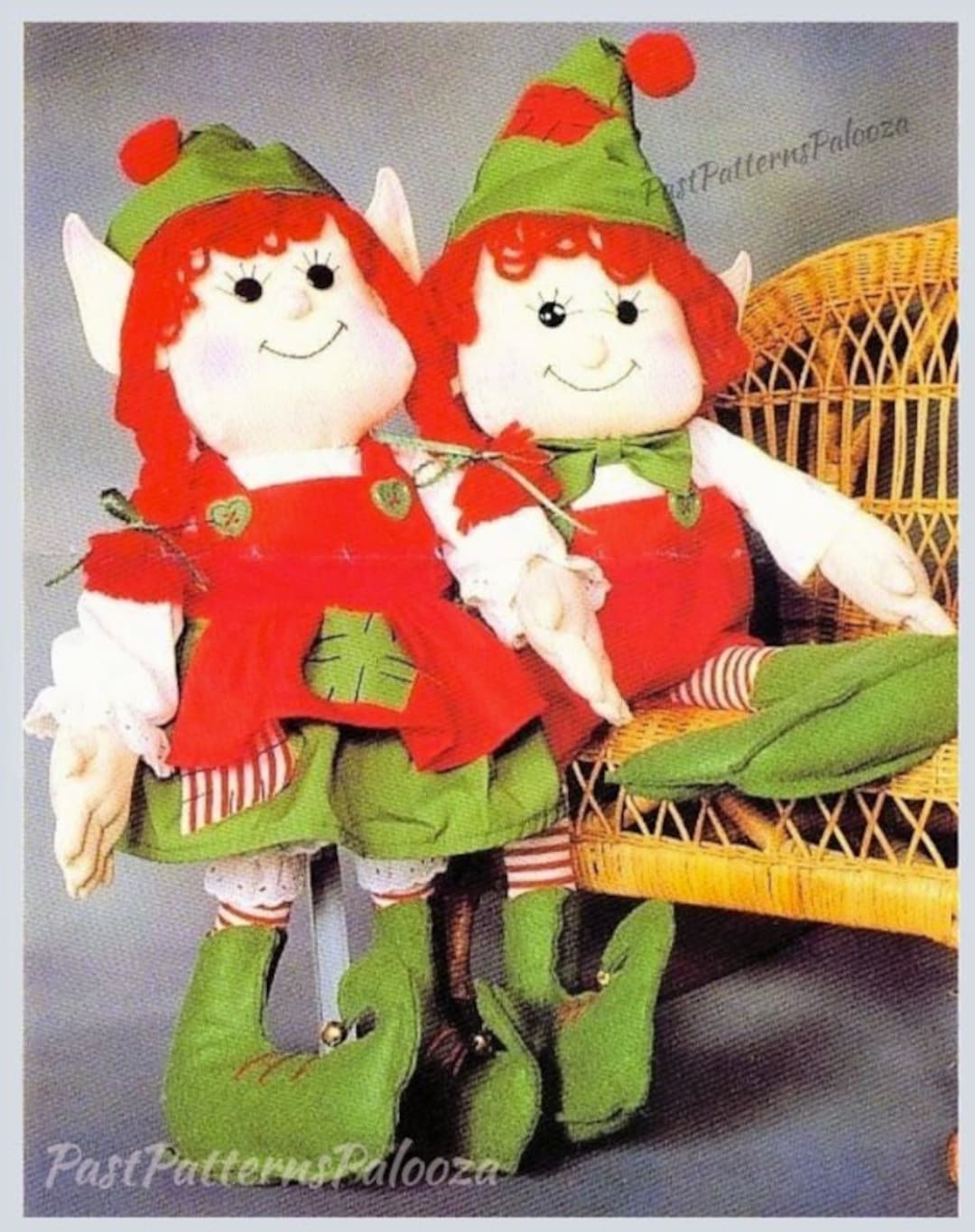 Vintage Sewing Pattern 20" Elf Dolls Soft Sculpture Fabric Girl Boy ...