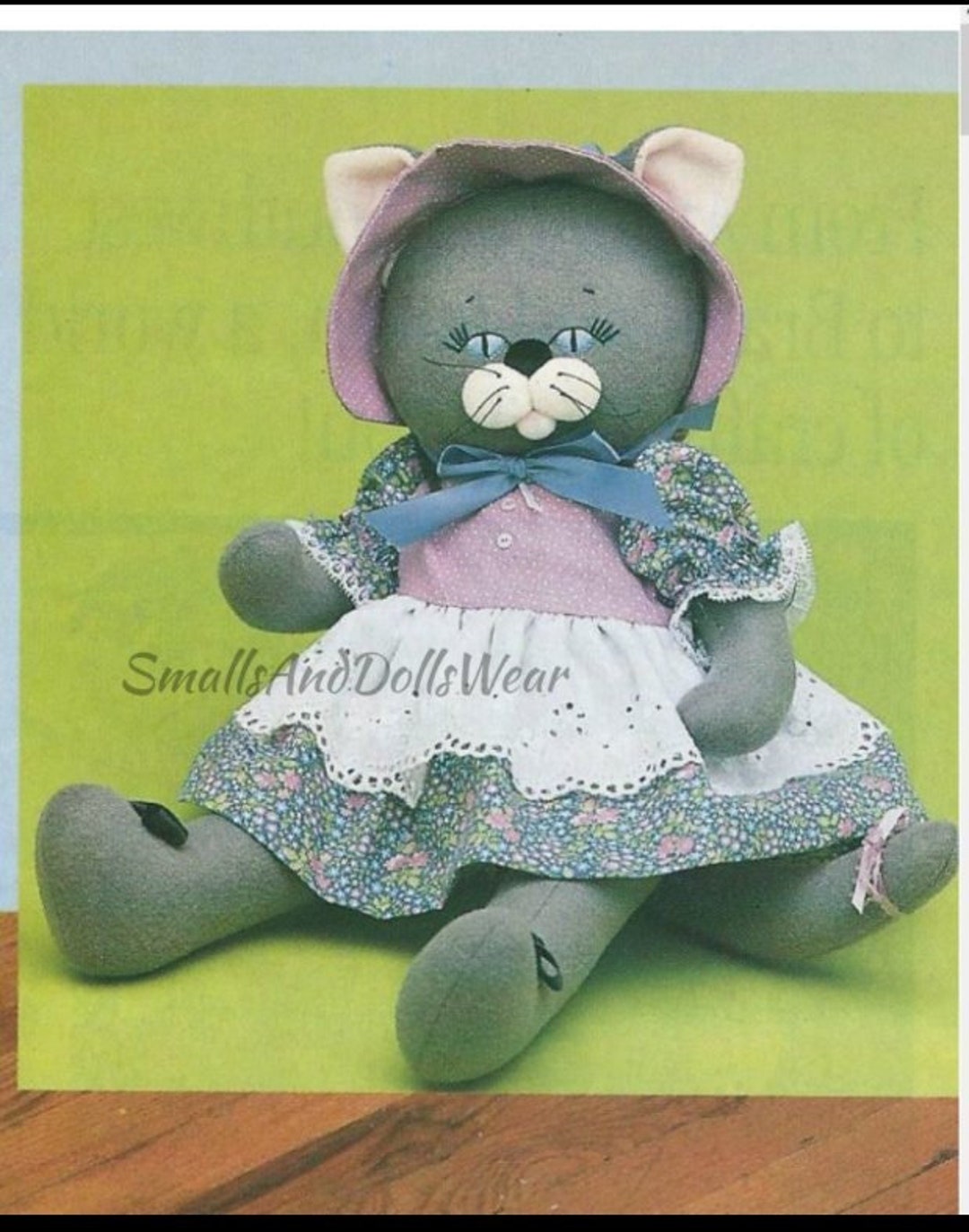Vintage Sewing Pattern 15" Country Kitten Cat Soft Sculpture Fabric ...