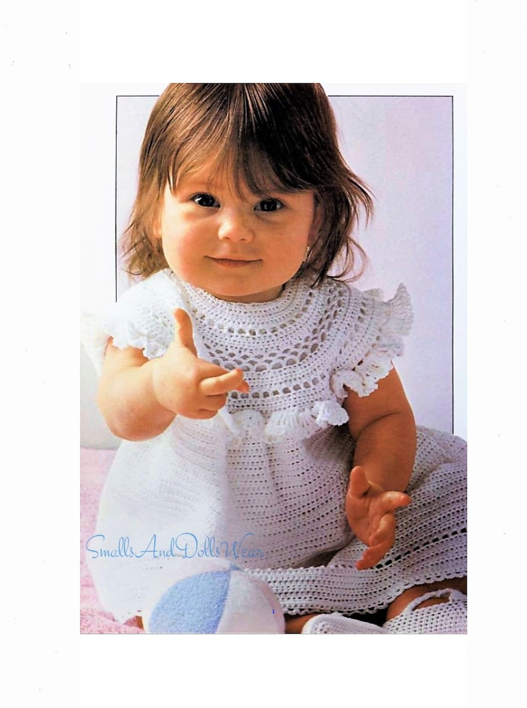 Vintage Thread Crochet Pattern Baby Girl Ruffled Yoke Dress and Bootie ...
