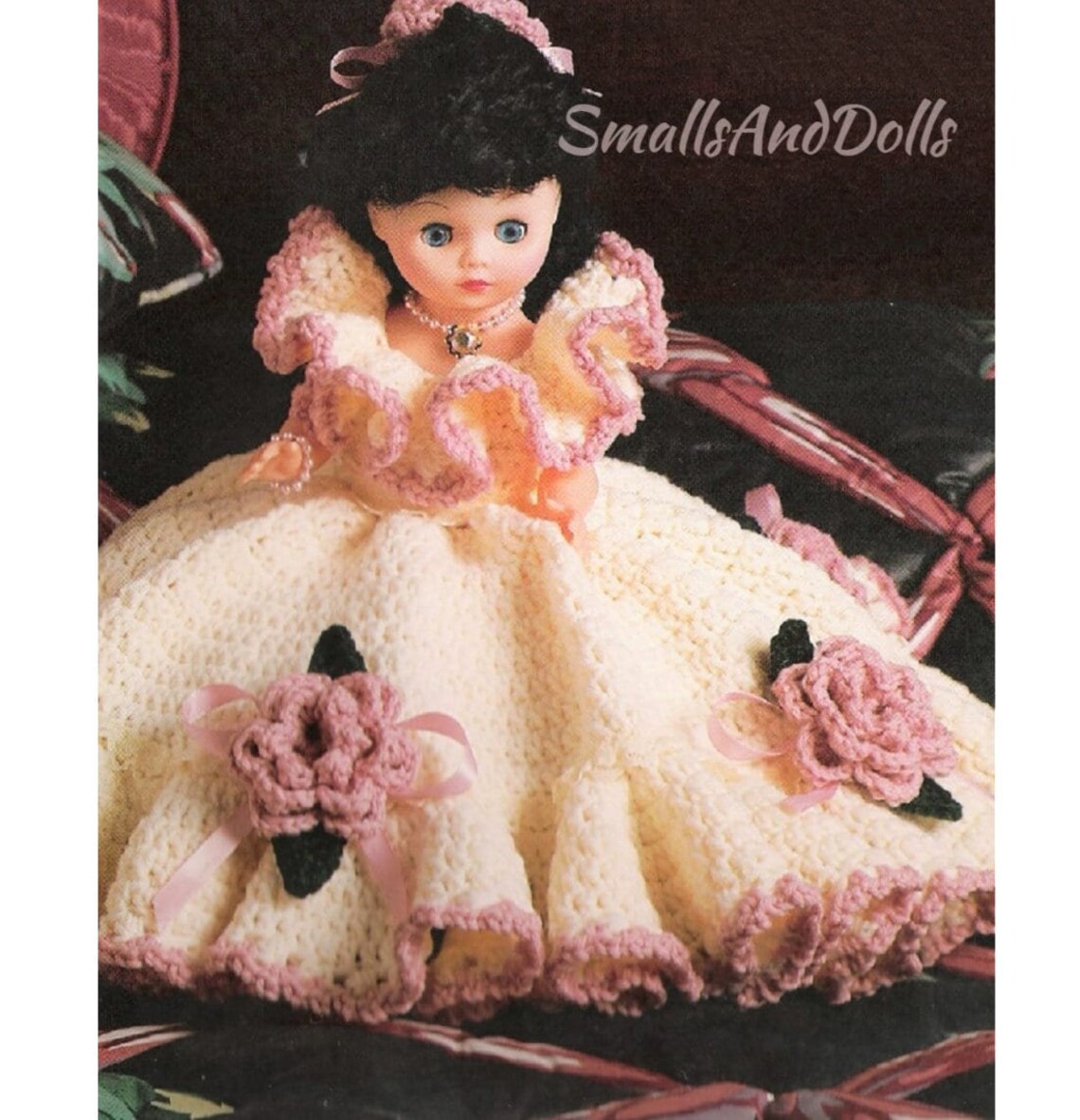 Vintage Crochet Pattern Elegant Victorian Rose Pillow Doll Bed - Etsy