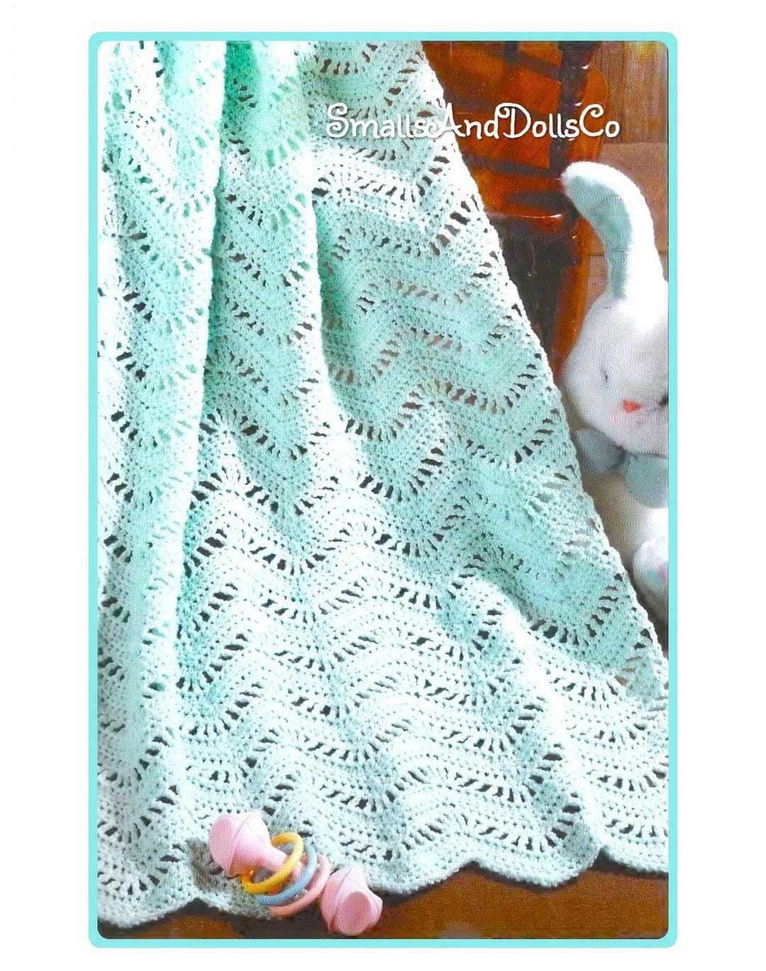 Vintage Crochet Pattern Lacy Feather Ripples Baby Afghan Blanket PDF ...