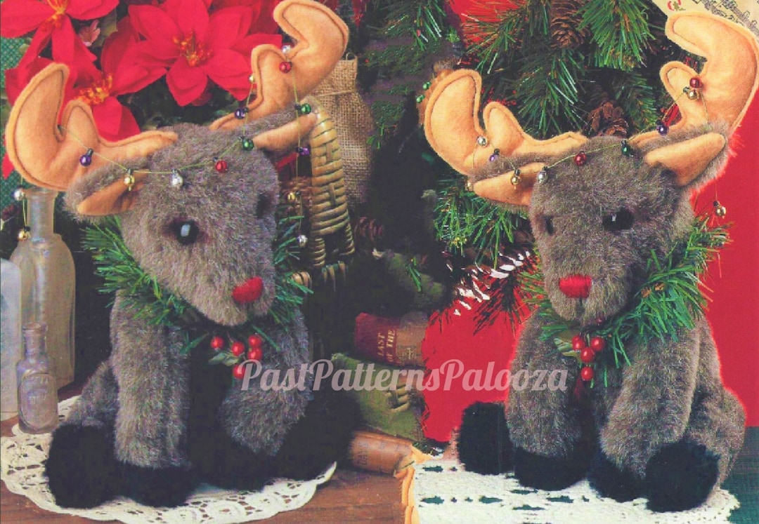 Vintage Sewing Pattern 14" Christmas Rudolph Reindeer Plush Doll PDF ...