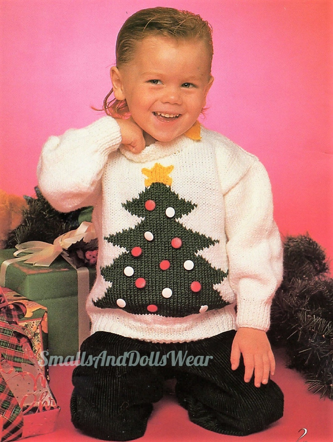 Vintage Knitting Pattern Kids Childs Christmas Tree Sweater PDF Instant ...