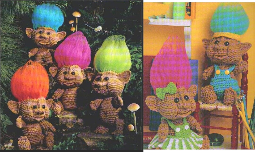 Vintage 10" Woodland Trolls Crochet Pattern PDF Instant Digital ...