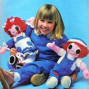 Vintage Crochet Pattern 20 Classic Raggedy Ann Andy Rag Dolls Pdf