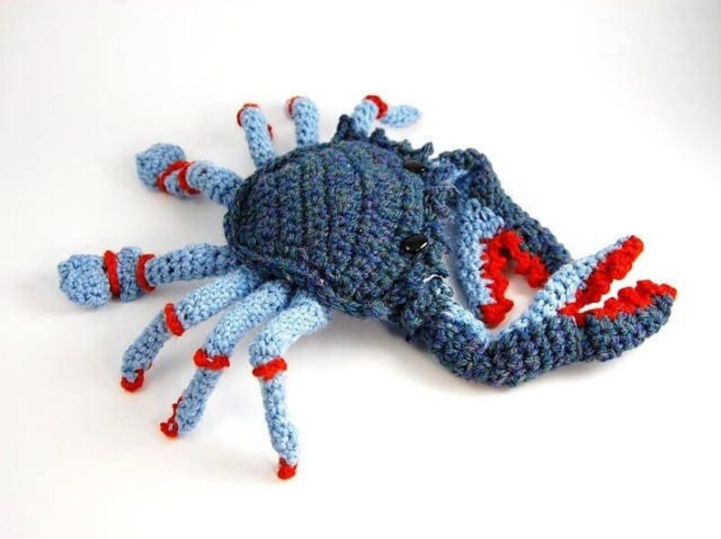 Vintage Crochet Pattern 4" Blue Crab Soft Toy Amigurumi PDF Instant ...