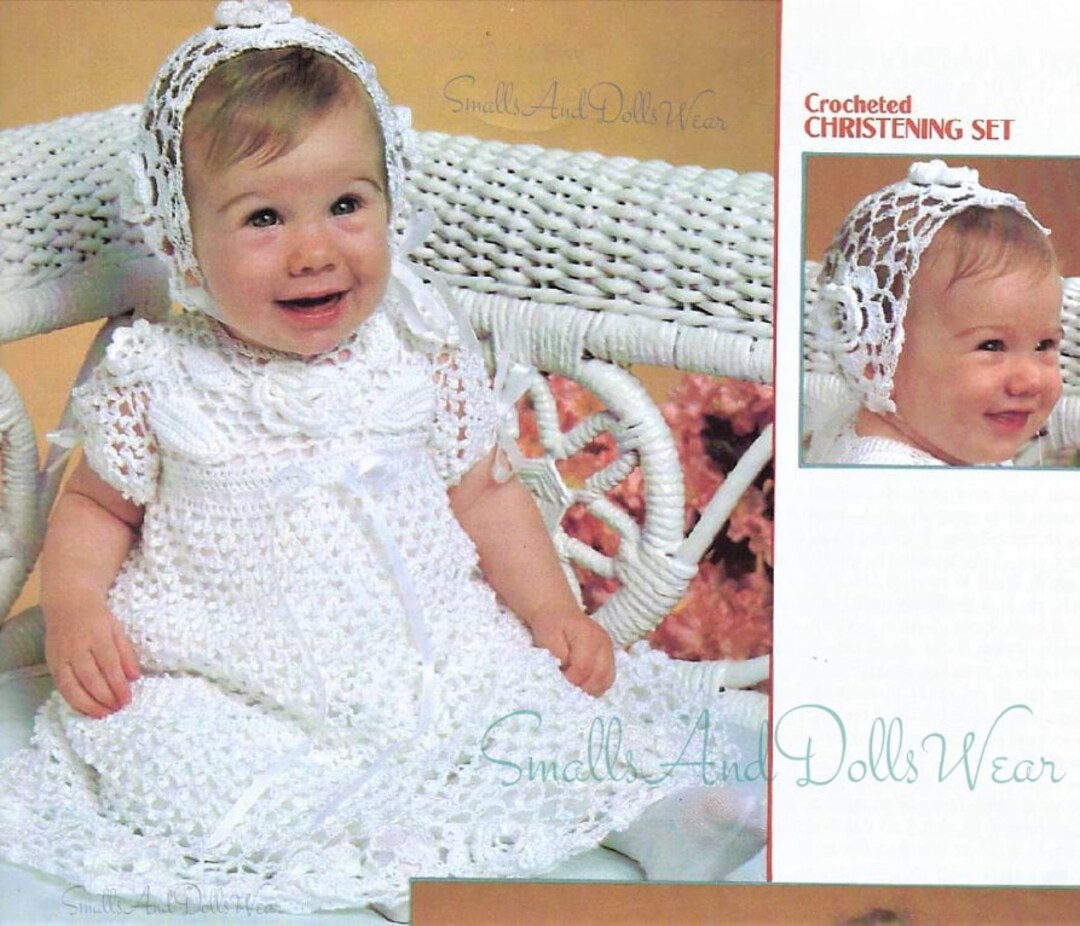 Vintage Thread Crochet Pattern Pretty Baby Girl Christening Dress ...