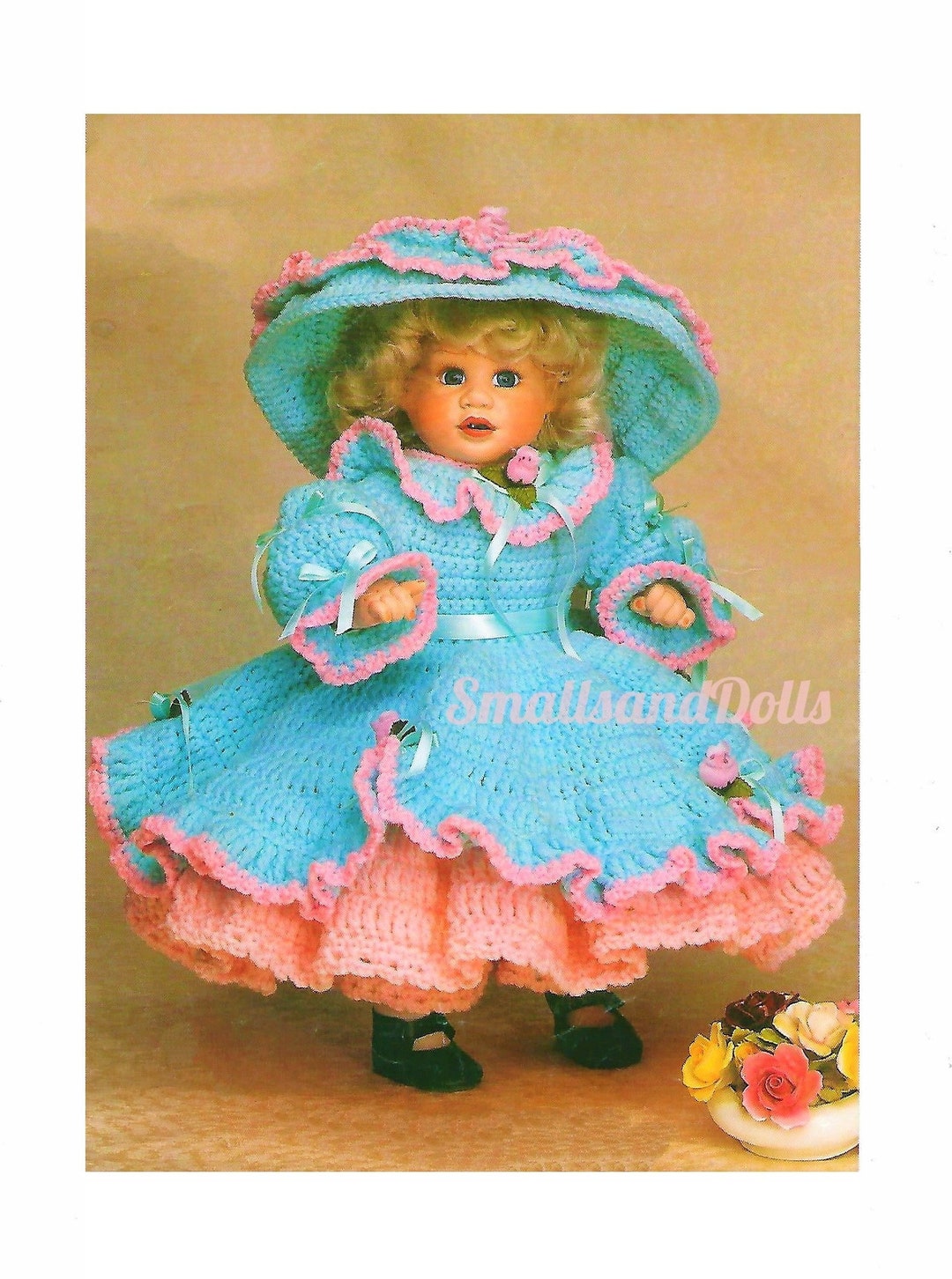 Vintage Crochet Pattern 16" Fancy Old Fashioned Doll Outfit PDF Instant ...