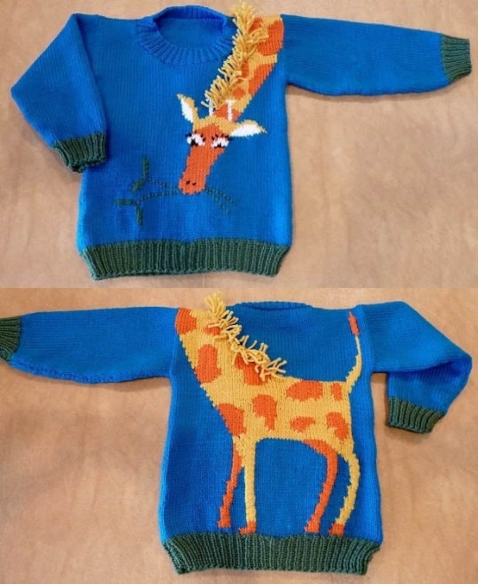 Vintage Knitting Pattern Kids Childs Knit Giraffe Pullover - Etsy