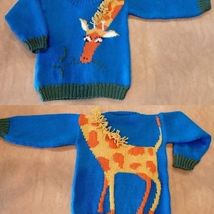 Vintage Knitting Pattern Kids Childs Knit Giraffe Pullover Sweater ...