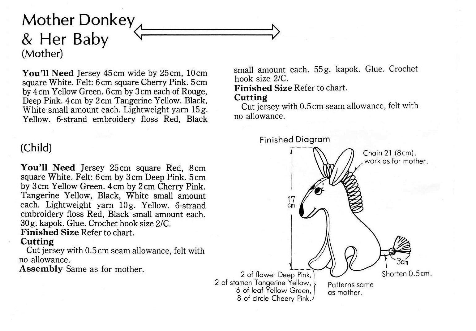 Vintage Sewing Pattern Retro Mod Donkey Soft Toy Mama and Baby - Etsy
