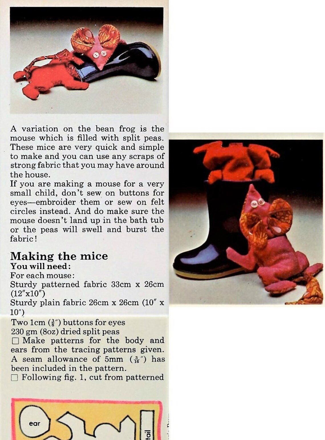 Vintage Sewing Pattern 9 Bean Bag Mouse Fabric Mice Doll - Etsy