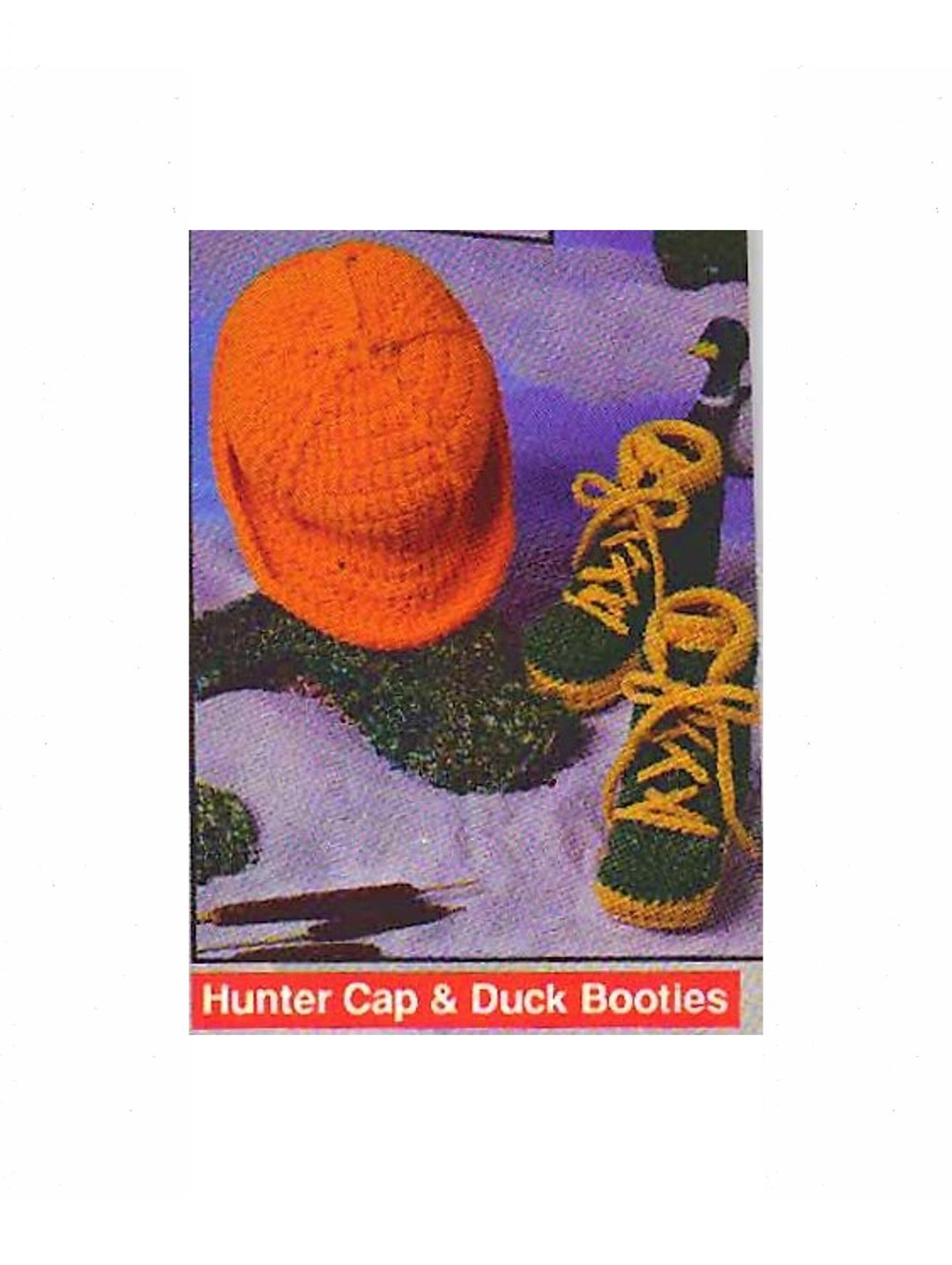 Vintage Crochet Pattern Little Hunter Set Baby Hunting Cap Hat & Boots ...