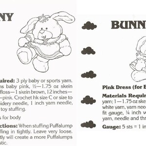 Vintage Crochet Pattern the Puffalumps Bunny Puppy Kitten Bear ...