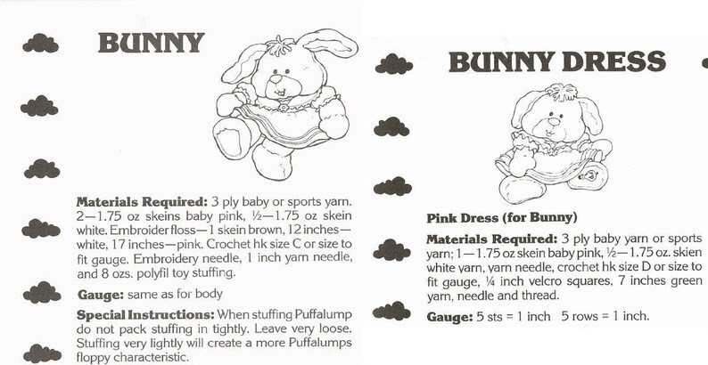 Vintage Crochet Pattern the Puffalumps Bunny Puppy Kitten Bear - Etsy ...