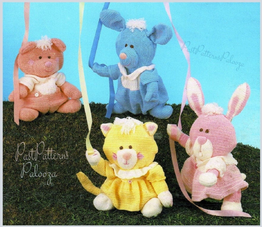 Vintage Crochet Pattern the Puffalumps Bunny Puppy Kitten Bear ...